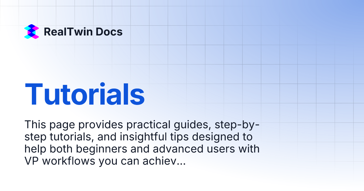 Tutorials | RealTwin Docs