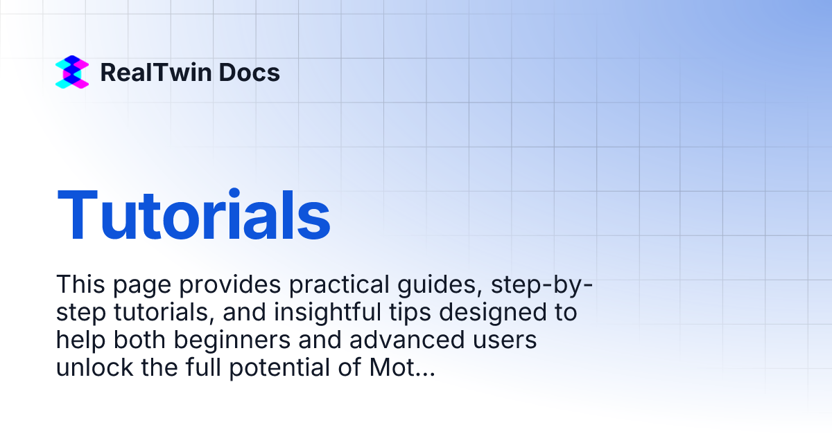 Tutorials | RealTwin Docs